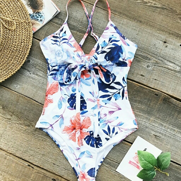 Swim | Just In White Floral One Piece Swimsuit | Poshmark